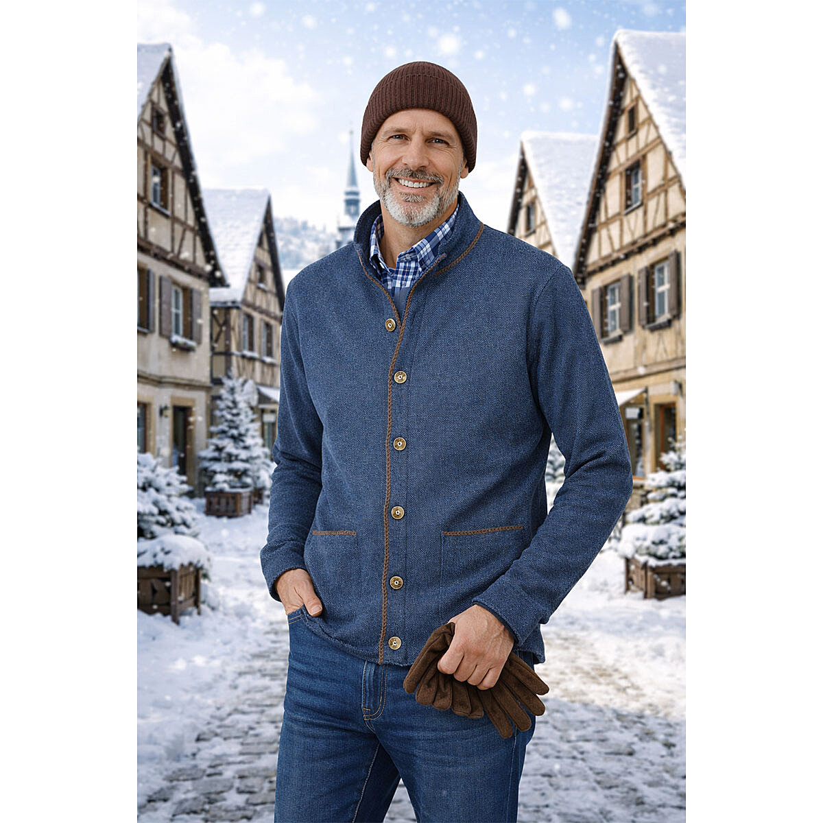 Kimmich | Strickjacke im Country-Stil | Farbe blau | Größenspezialist ...